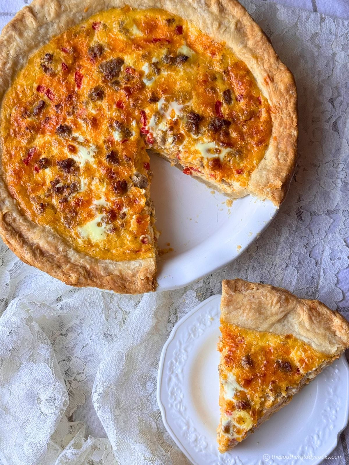 SAUSAGE AND PIMENTO CHEESE QUICHE - The Southern Lady Cooks